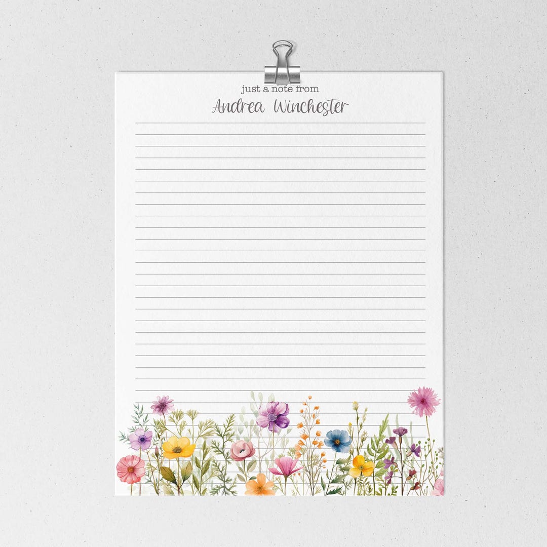 PERSONALIZED - Stationery Paper Set - Wildflower - Set of 30, Letter ...