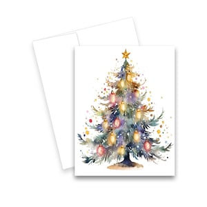 Christmas Tree Greeting Cards, Note Card Set, Christmas Cards, Blank ...