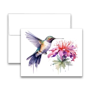 NOTE CARDS, Assorted Hummingbird Greeting Cards, Stationery Set, Blank ...