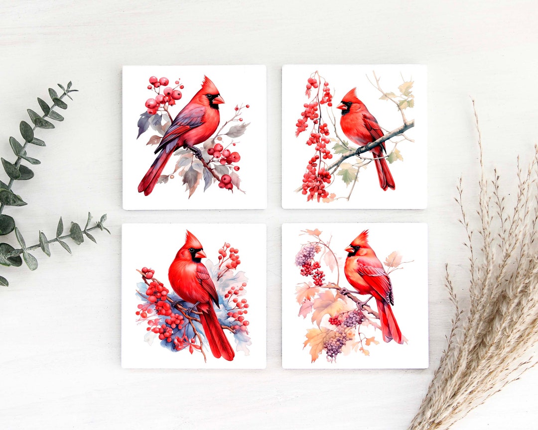 Cardinal Coasters, Set of 4, Ceramic Tile Coaster, Drink Coaster, Patio ...