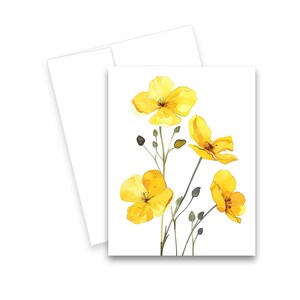 Yellow Spring Wildflower Cards, Notecard Assortment, Watercolor ...