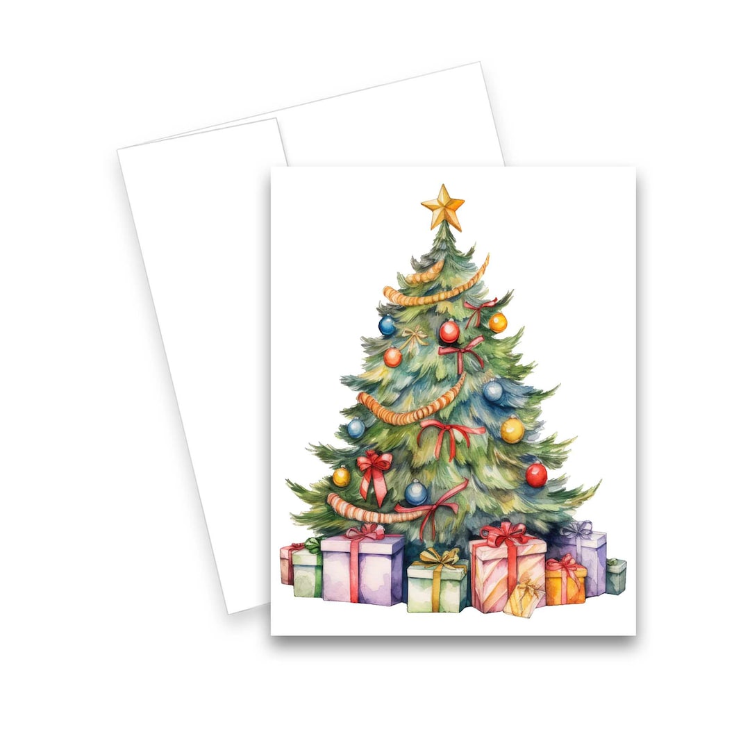 Christmas Tree Greeting Cards, Note Card Set, Christmas Cards, Blank ...