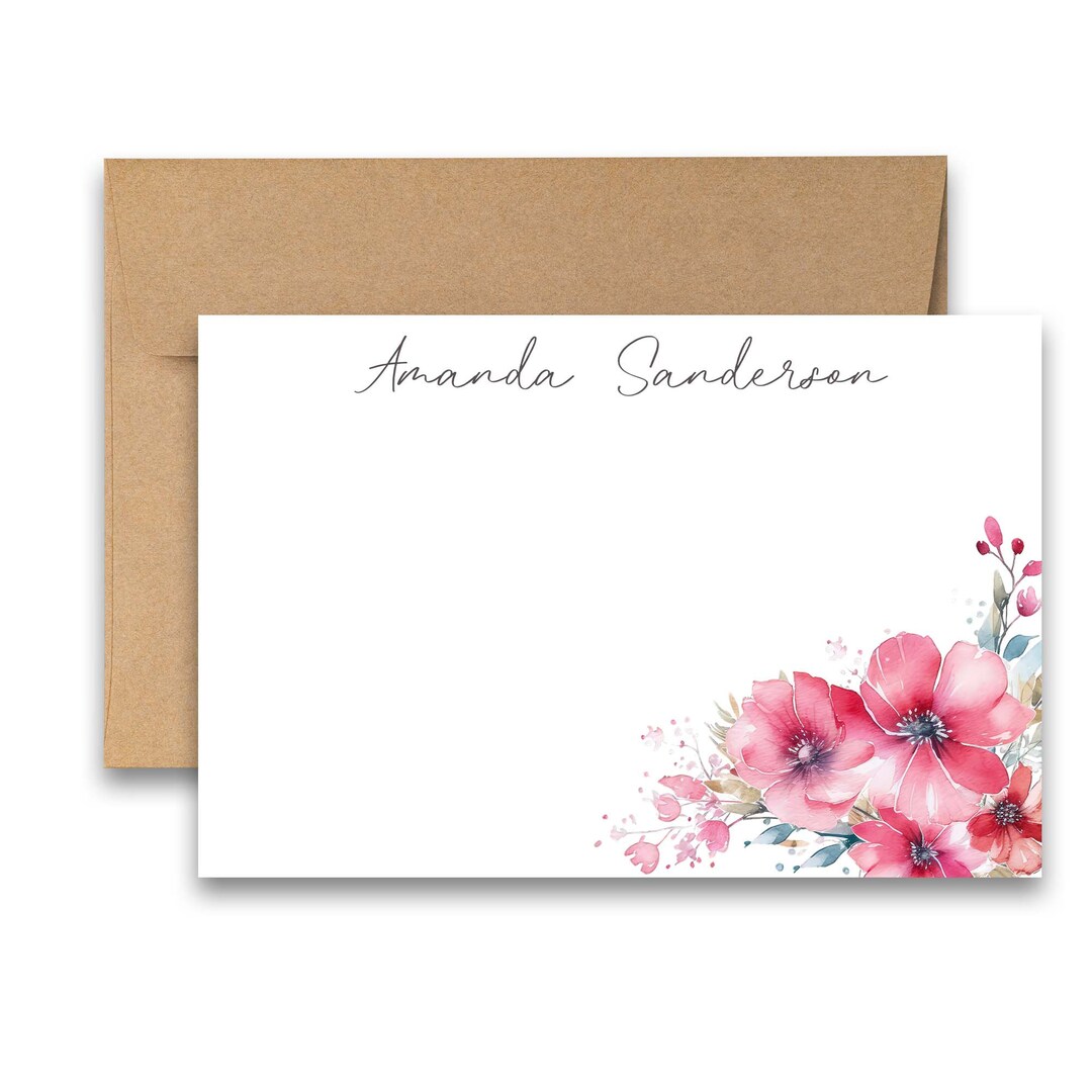 Personalized Floral Note Cards: 4x6 Greeting Card Set - Etsy