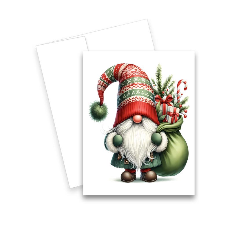 Christmas Gnome Greeting Cards, Note Card Set, Christmas Cards, Blank ...