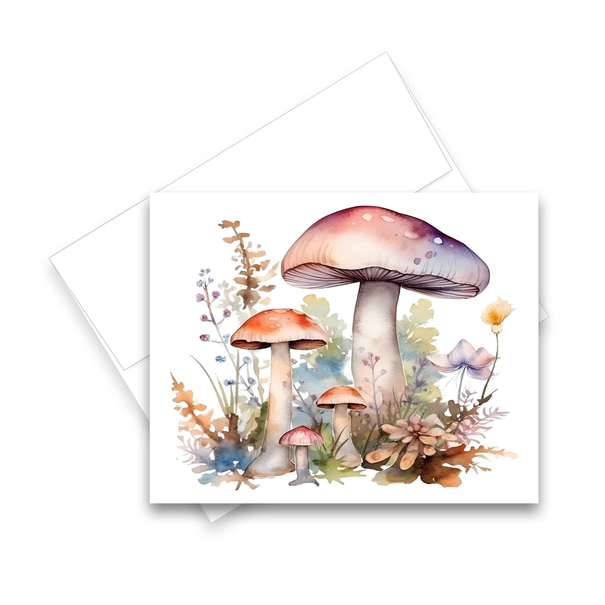 Watercolor Mushroom Cards Blank Cards With Envelopes Note - Etsy
