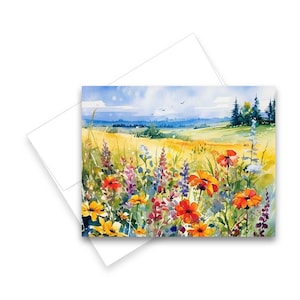 Note Card Set, Watercolor Meadow Cards, Assorted Cards, Wild Flower ...