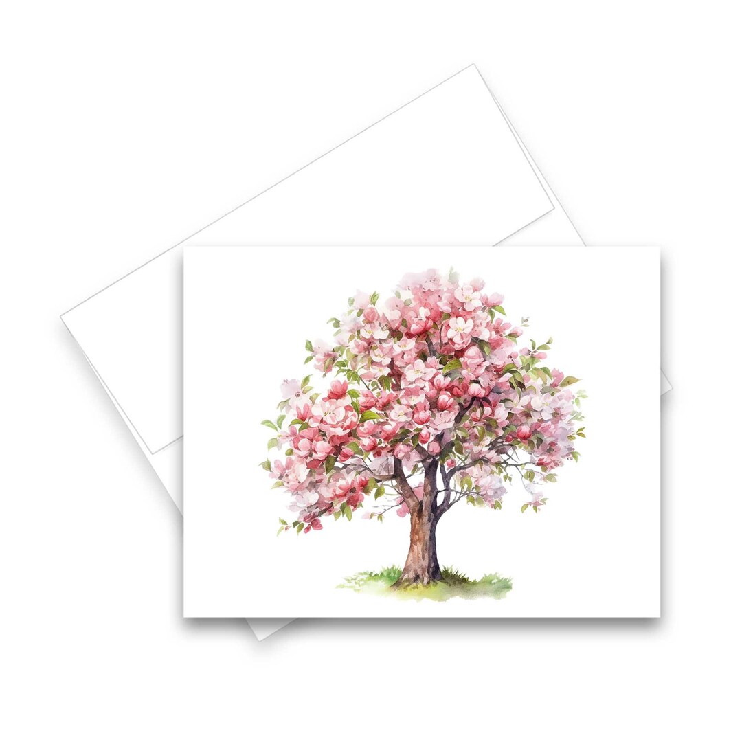 Apple Blossom Tree, Blank Cards With Envelope, Watercolor Cards ...