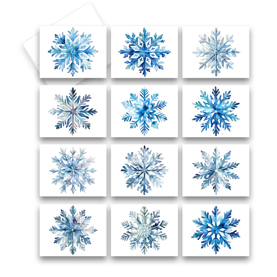Christmas Note Cards Snowflake Cards Assorted Cards, Blank Note Card ...