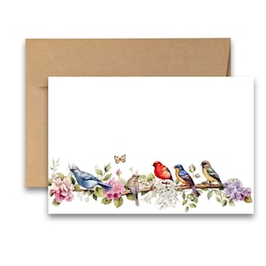 Assorted FLAT NOTECARDS, Set of 12, Bird Greeting Cards, Blank on ...