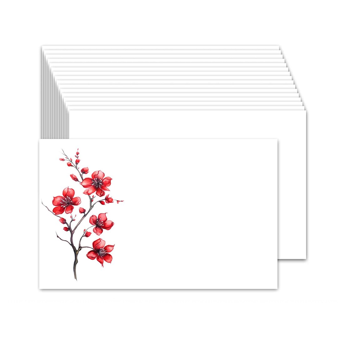 Red Blossom Index Cards, 4"x 6" Set of 25, School Supplies, Unique ...