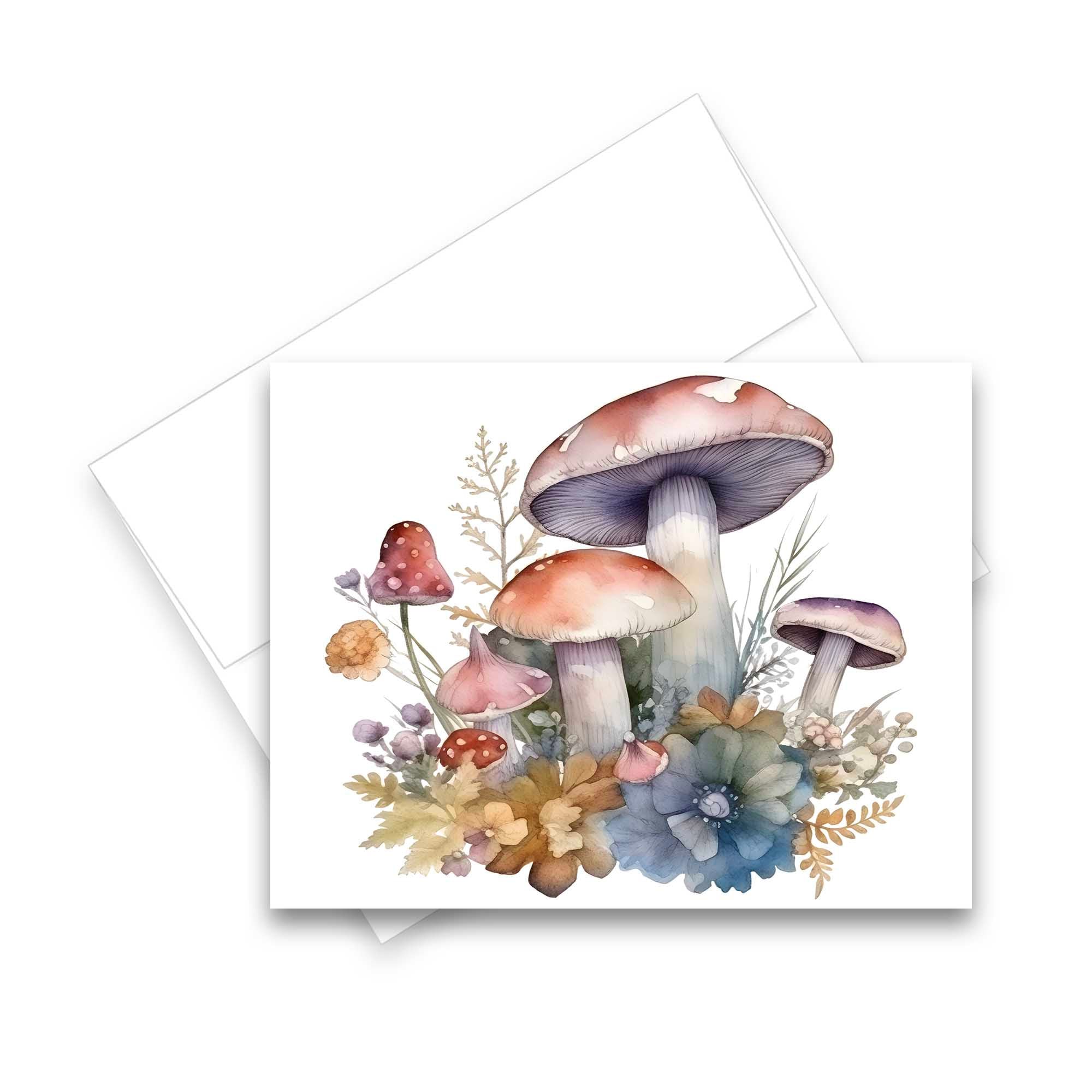Watercolor Mushroom Cards Blank Cards With Envelopes Note - Etsy