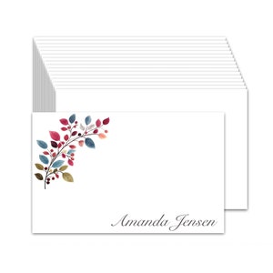 PERSONALIZED Flat Note Cards 4x6, Leaf Notecard, Stationery Set ...