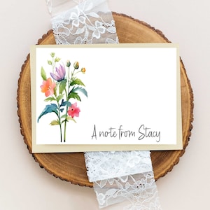 PERSONALIZED Flat Notecards 4x6, Watercolor Flower Card, Greeting Card ...