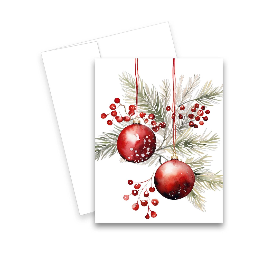 Christmas Ornament Greeting Cards, Note Card Set, Christmas Cards ...