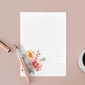Stationery Paper Set Watercolor Flowers Set of 30, Stationery Gift Set ...