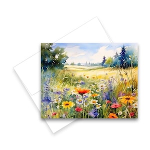 Note Card Set, Watercolor Meadow Cards, Assorted Cards, Wild Flower ...
