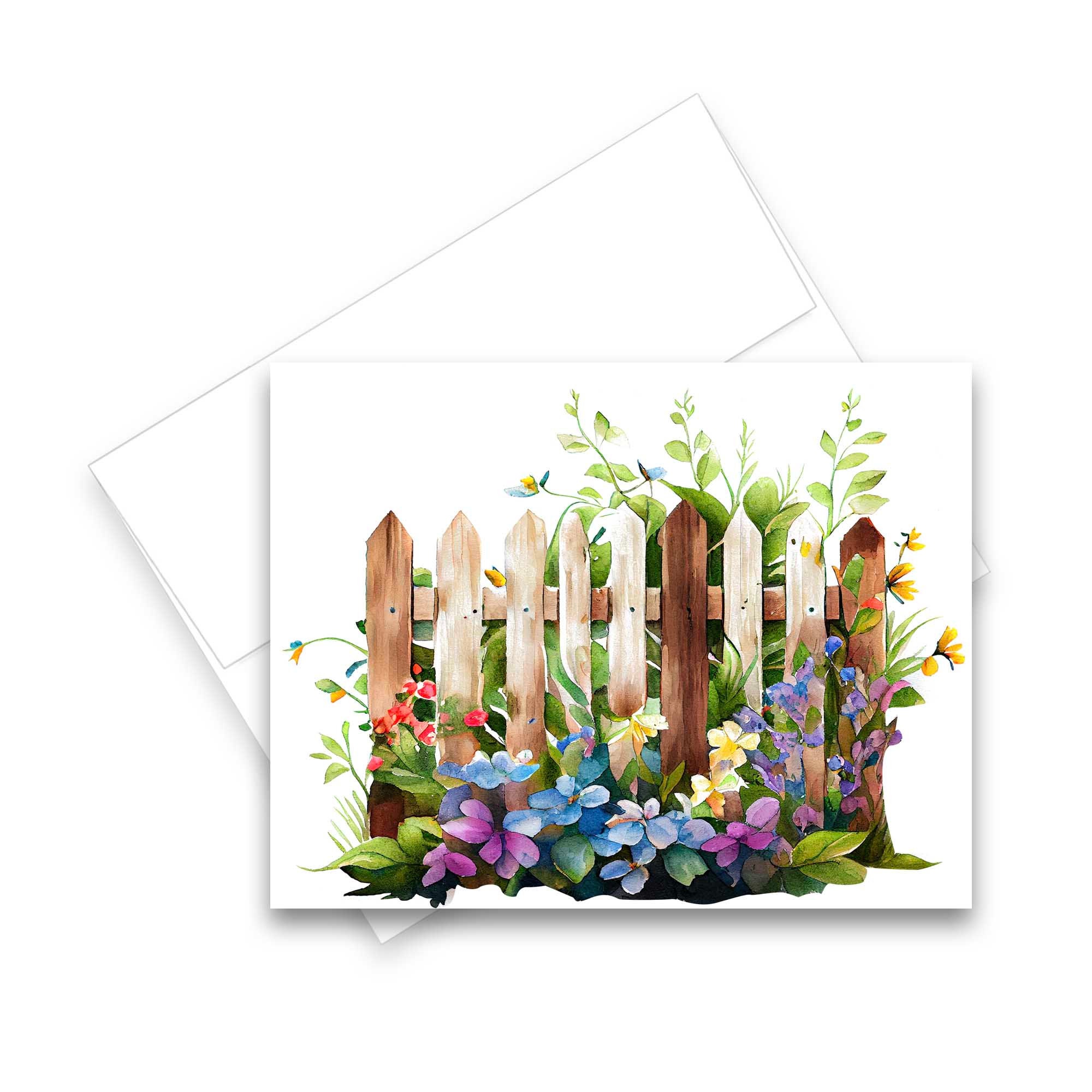 Note Card Flower Set, Garden Fence Cards, Note Card Pack, Assorted ...