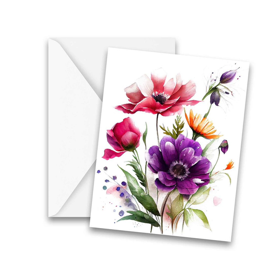 NOTECARDS, Watercolor Flowers Greeting Cards - Stationery, Thank You ...