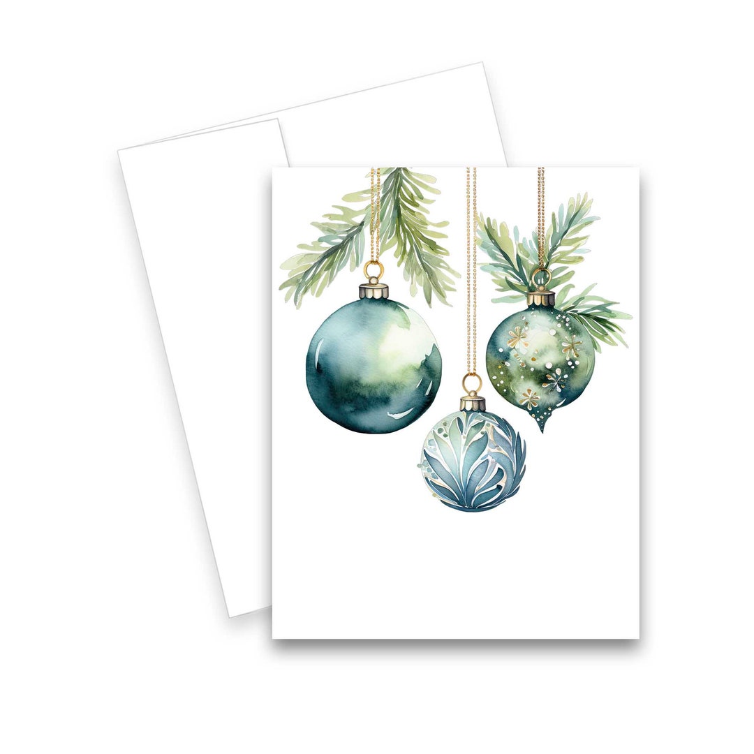 Christmas Ornament Greeting Cards, Note Card Set, Christmas Cards ...