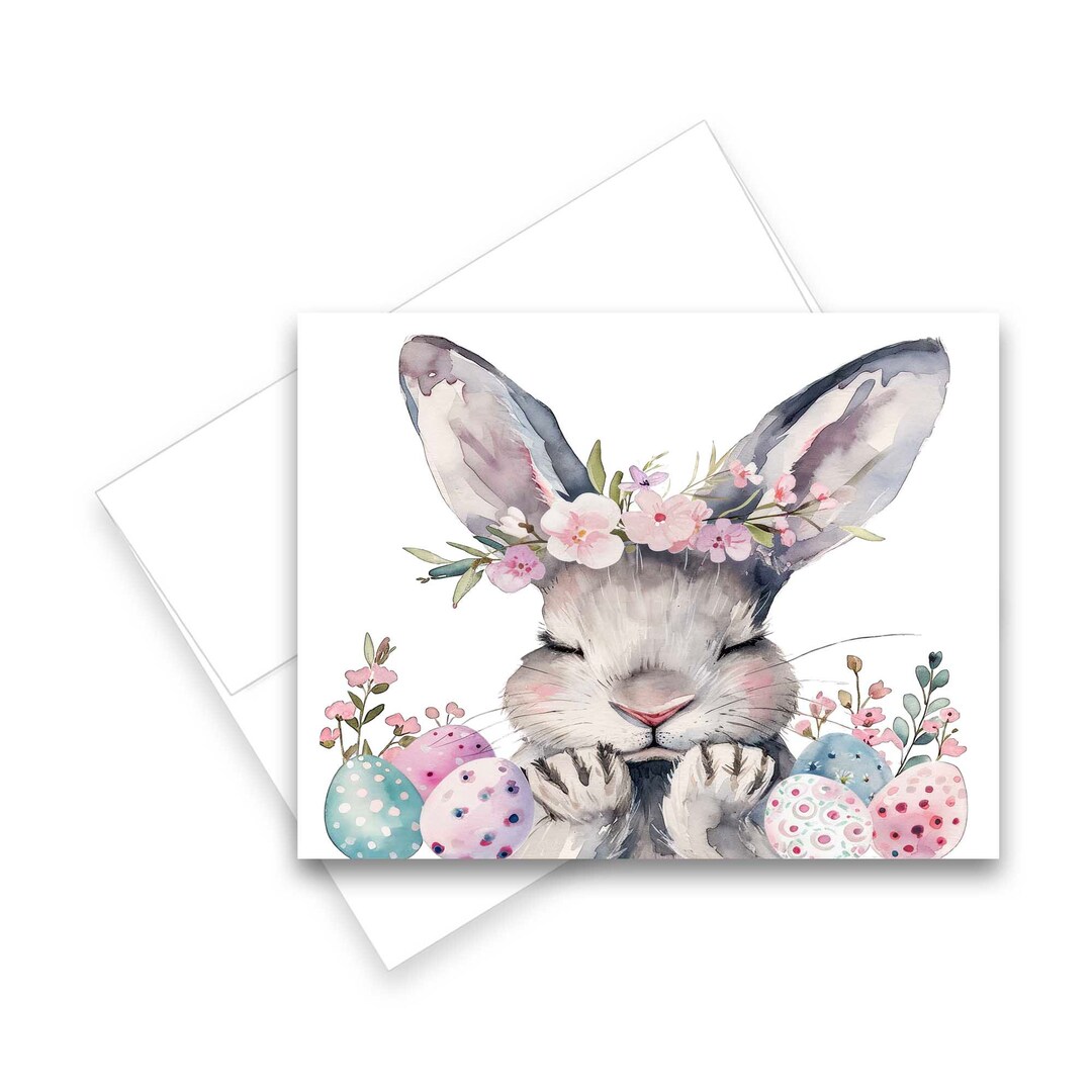 Easter Bunny Card Set, Blank Note Card Set, Easter Greeting Cards ...