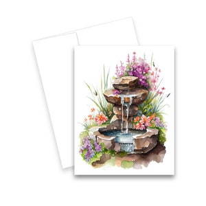 Note Card Set, Water Fountain Cards, Assorted Cards, Watercolor Note ...