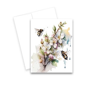 Wildflower & Bees Assorted Cards, Bumble Bee Cards, Set of Blank Note ...