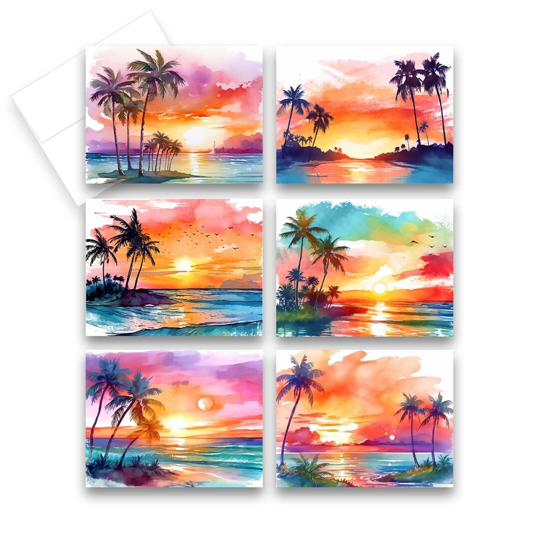 Sunset Beach Cards, Assorted Cards, Set of Blank Note Cards, All ...