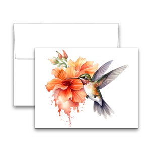NOTE CARDS, Assorted Hummingbird Greeting Cards, Stationery Set, Blank ...