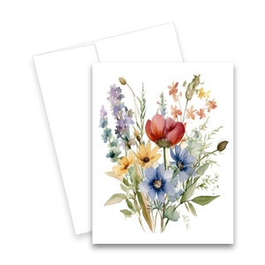 Note Card Set, Assorted Wild Flower Greeting Cards, Floral Stationery ...