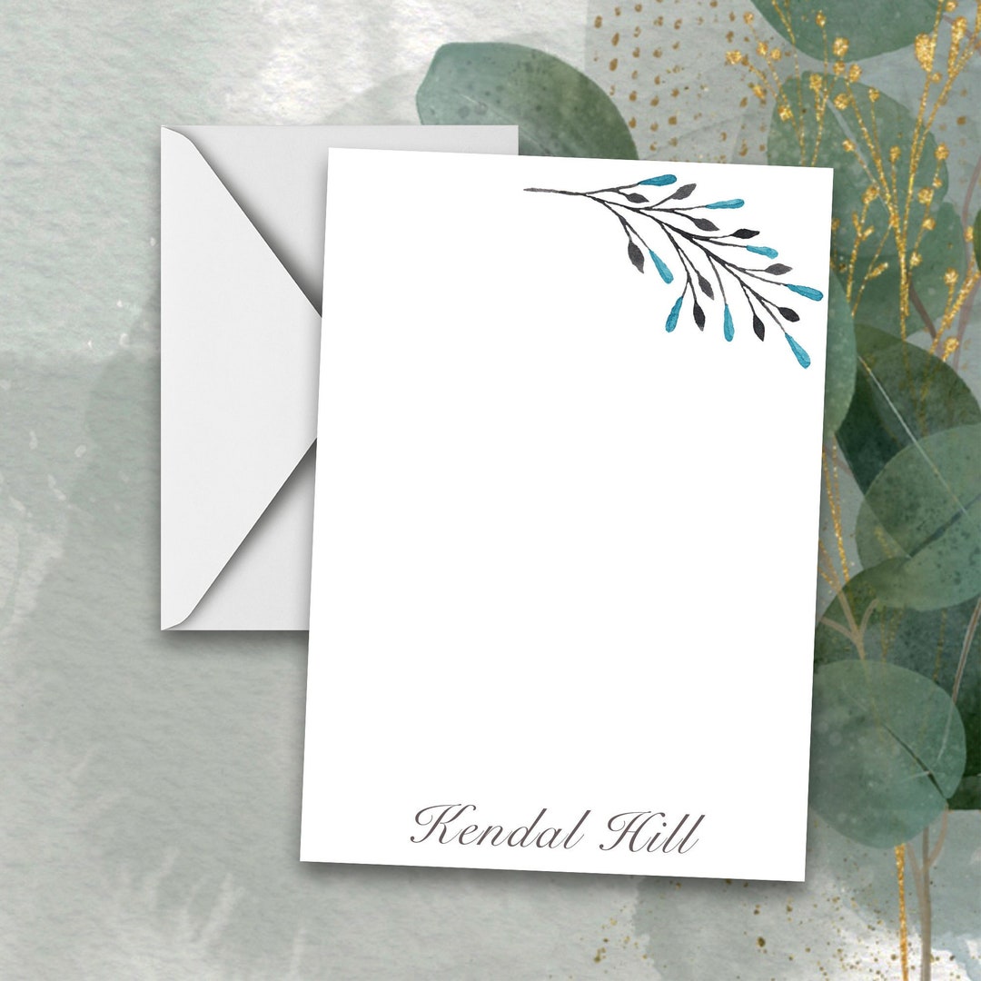 Personalized Stationery Set With Envelopes, Flat Note Card, Stationery ...