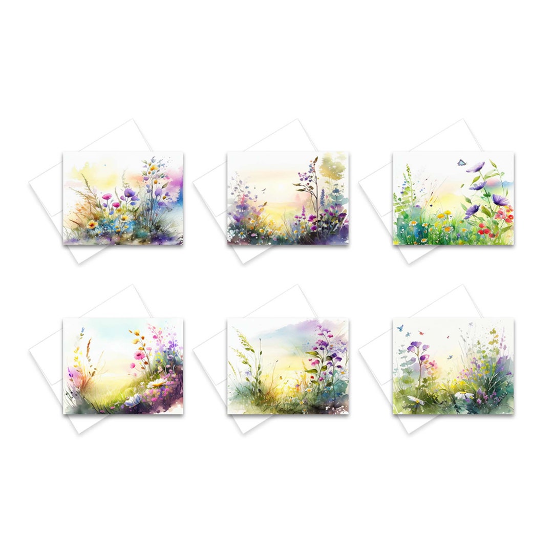 Notecard Set, Watercolor Wildflower Cards, Assorted Cards, Wild Flower ...