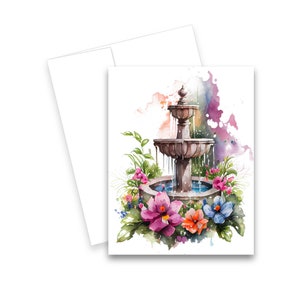 Note Card Set, Water Fountain Cards, Assorted Cards, Watercolor Note ...