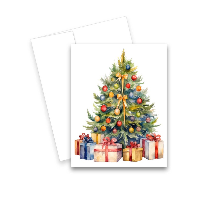 Christmas Tree Greeting Cards, Note Card Set, Christmas Cards, Blank ...
