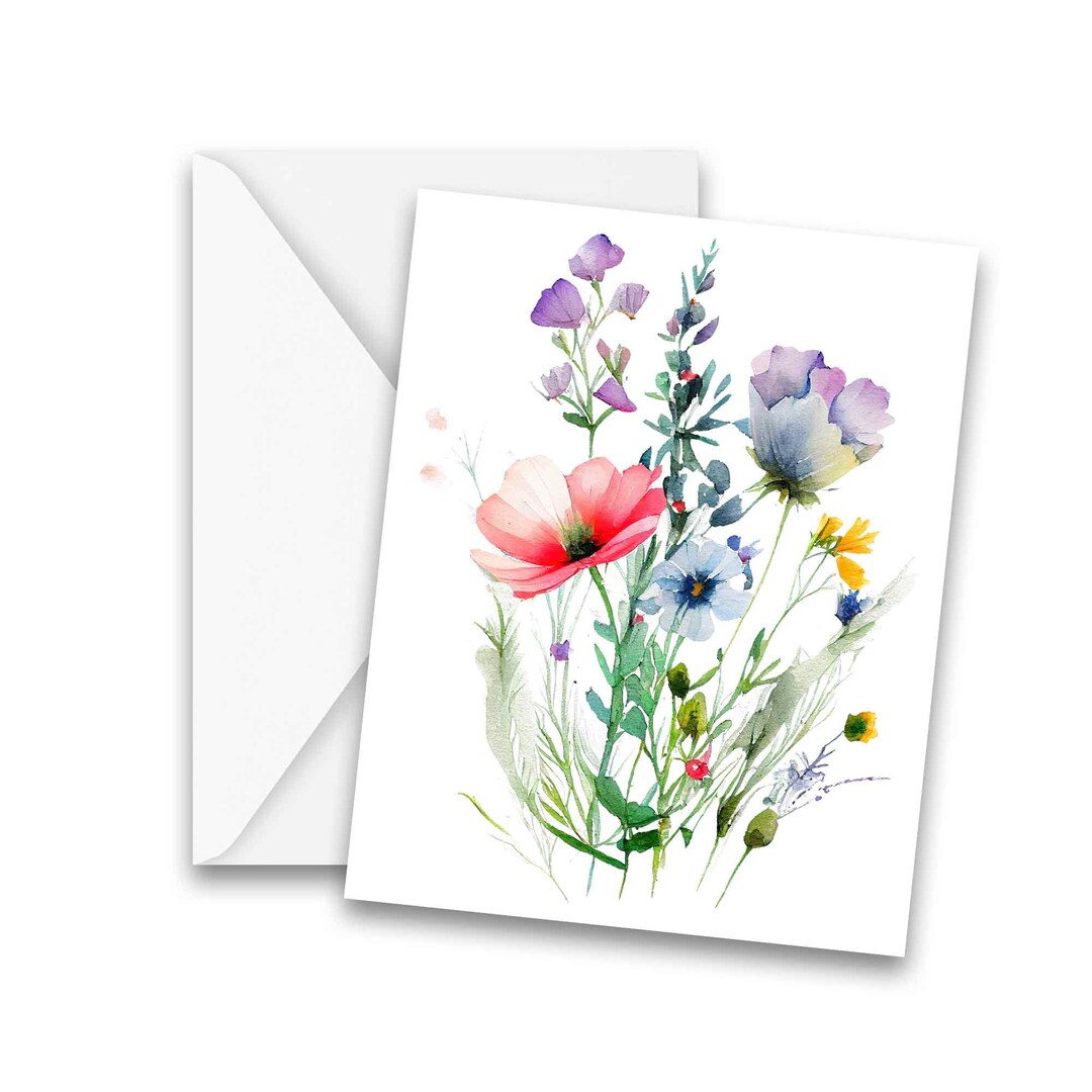 NOTECARDS, Watercolor Flowers Greeting Cards - Stationery, Thank You ...