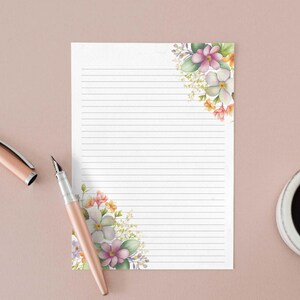 Stationery Paper Set - Watercolor Flower Bouquet, Set of 30, Stationery ...