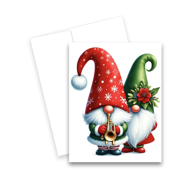 Christmas Gnome Greeting Cards, Note Card Set, Christmas Cards, Blank ...
