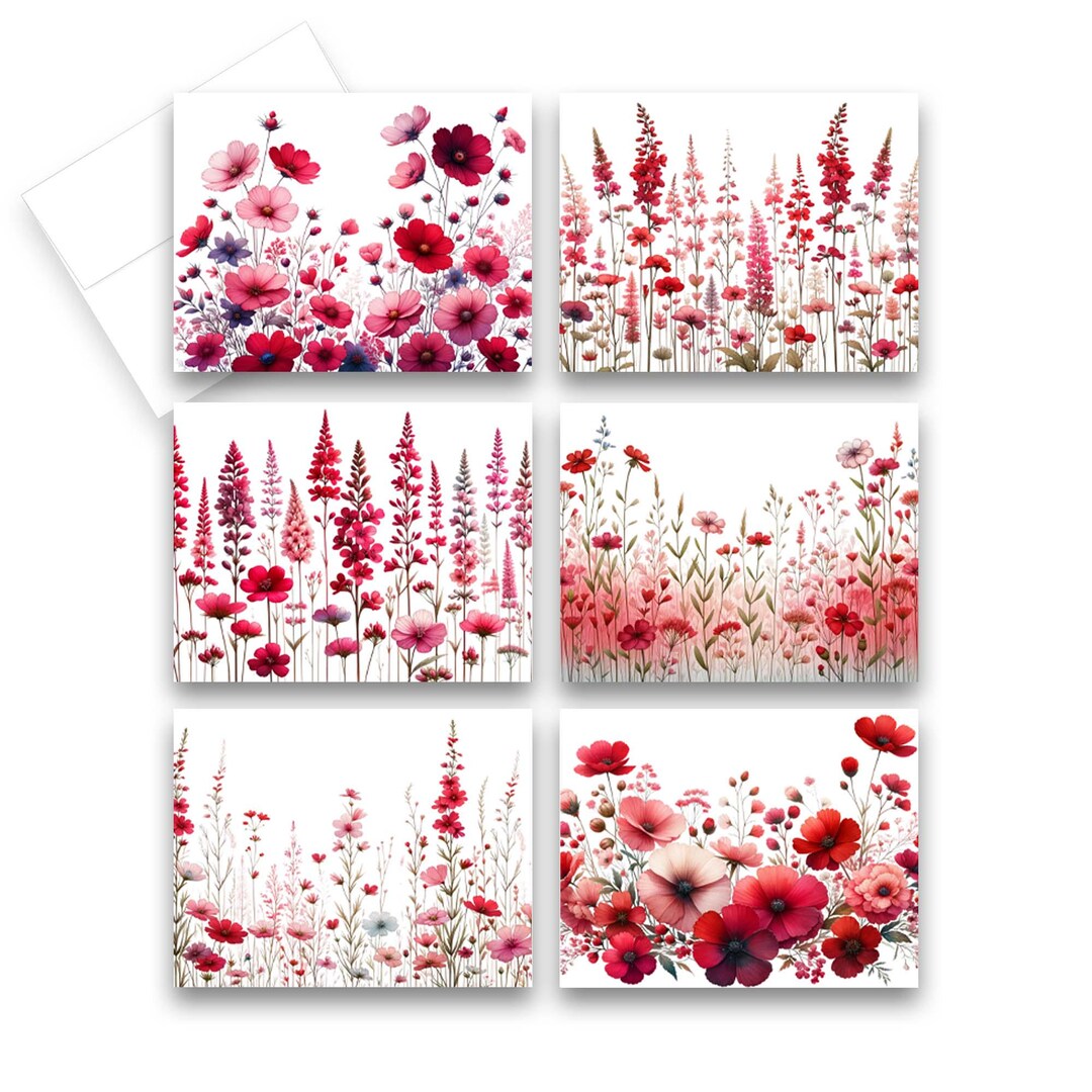 Notecard Set, Assorted Wild Flower Greeting Cards, Floral Stationery, Cards With Flowers, Blank ...