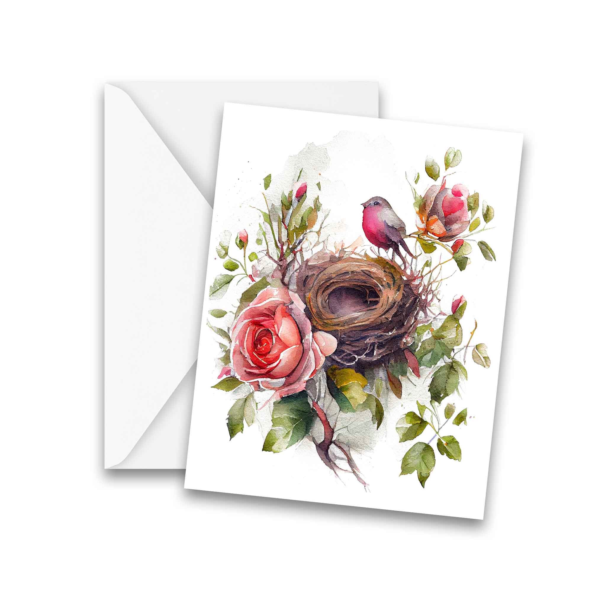 NOTECARDS, Watercolor Bird Nest Greeting Cards Birds, Stationery, Thank ...