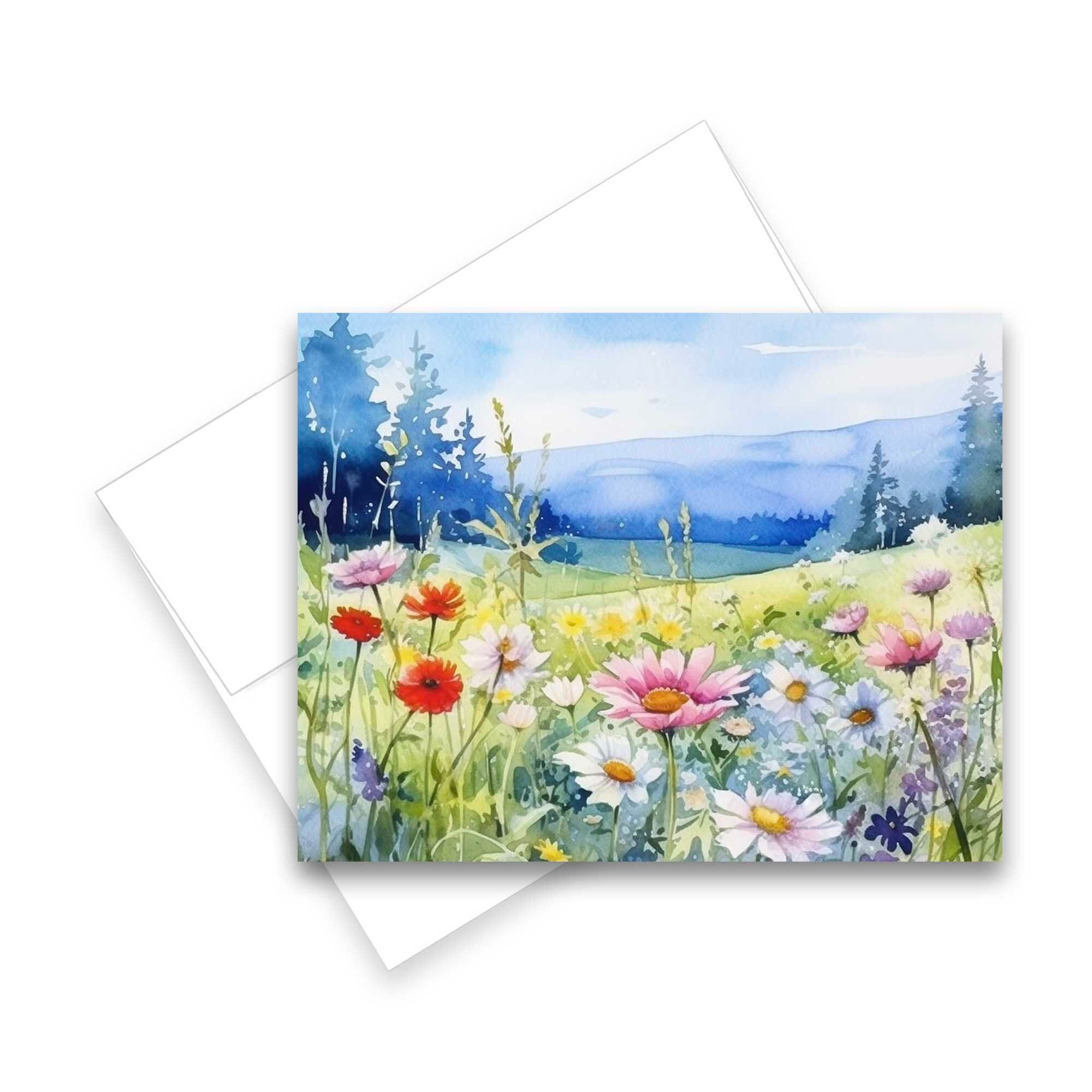 Note Card Set, Watercolor Meadow Cards, Assorted Cards, Wild Flower ...