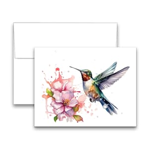 NOTE CARDS, Assorted Hummingbird Greeting Cards, Stationery Set, Blank ...