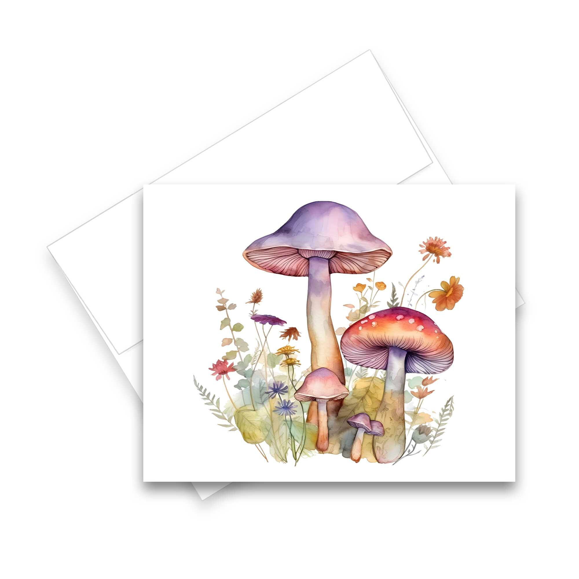 Watercolor Mushroom Cards Blank Cards With Envelopes Note - Etsy