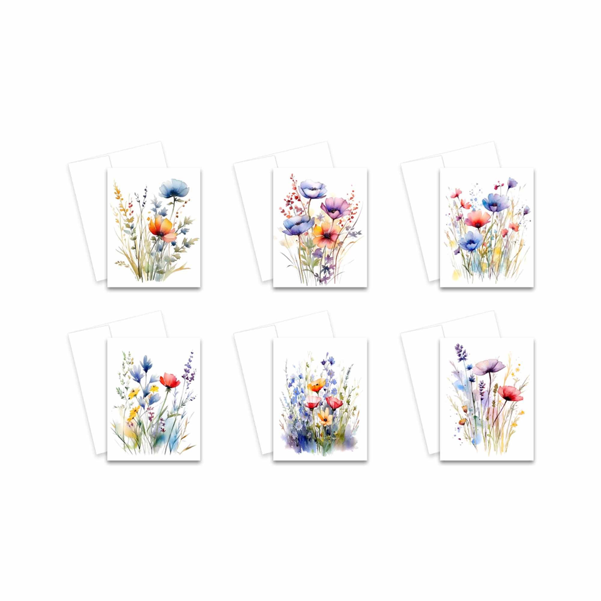 Note Card Set, Watercolor Flower Cards, Assorted Cards, Blank Note Card Set, Watercolor Note ...