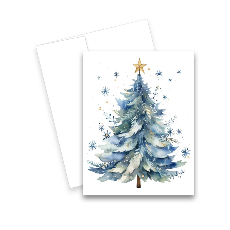 Christmas Tree Greeting Cards, Note Card Set, Christmas Cards, Blank ...