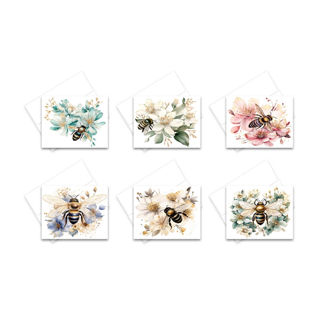 Set of Blank Note Cards, Honey Bee Cards, Assorted Cards, Flower ...