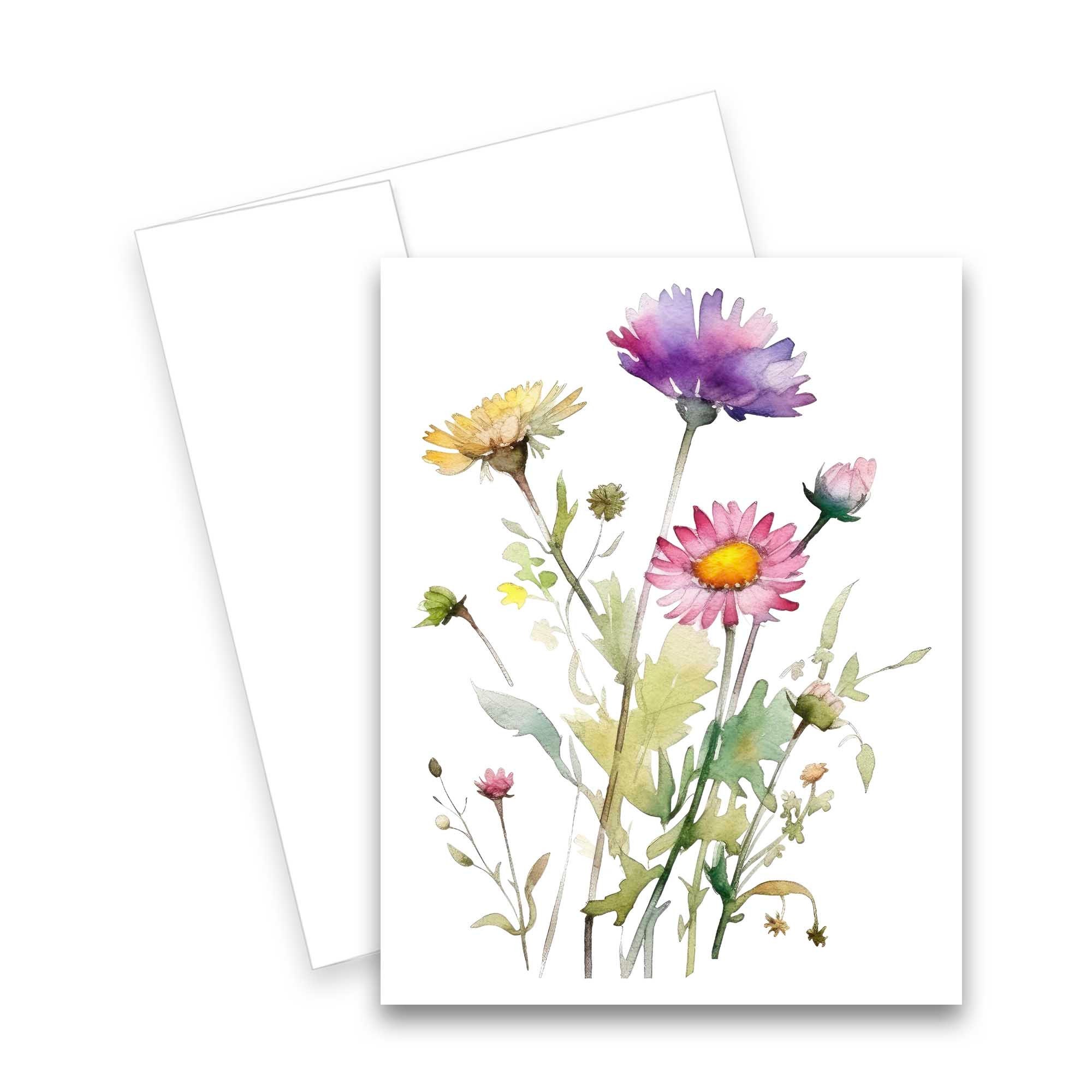 Note Card Set, Assorted Wild Flower Greeting Cards, Floral Stationery ...