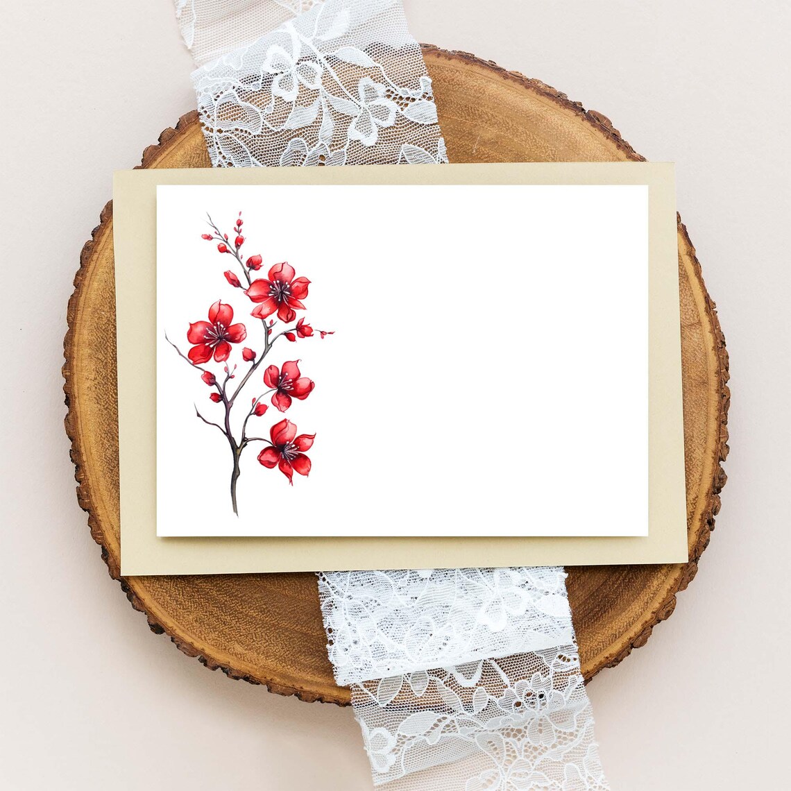 Red Blossom Index Cards, 4"x 6" Set of 25, School Supplies, Unique ...