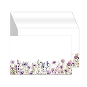 Purple Wildflower Little Note Index Cards, 4"x 6" Set of 25, School ...