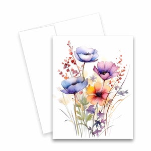 Note Card Set, Watercolor Flower Cards, Assorted Cards, Blank Note Card ...