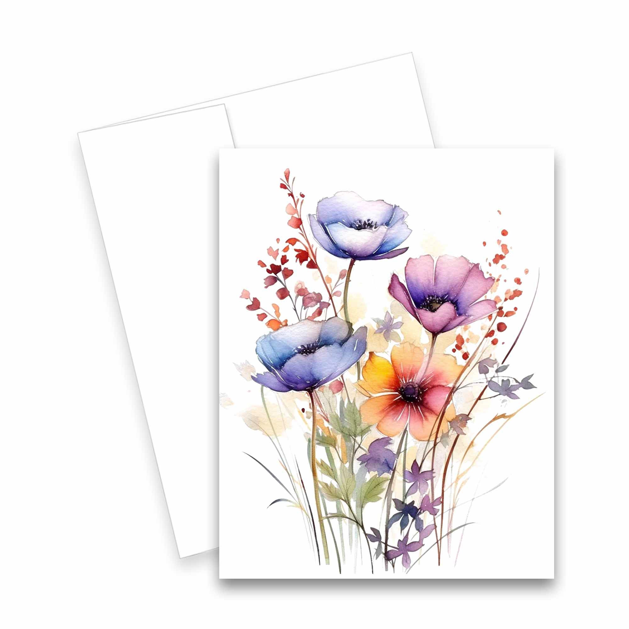 Note Card Set, Watercolor Flower Cards, Assorted Cards, Blank Note Card ...