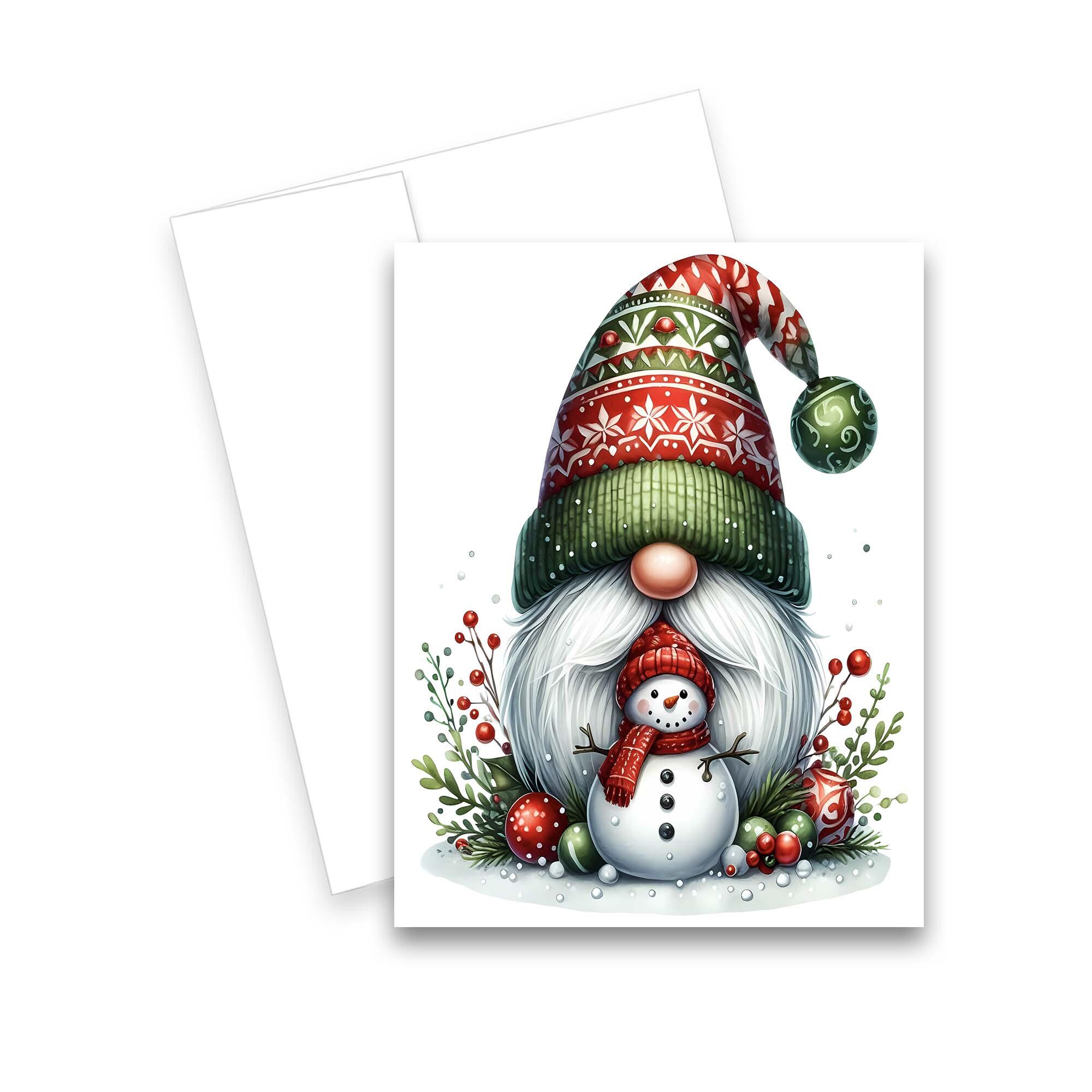 Christmas Gnome Greeting Cards, Note Card Set, Christmas Cards, Blank ...